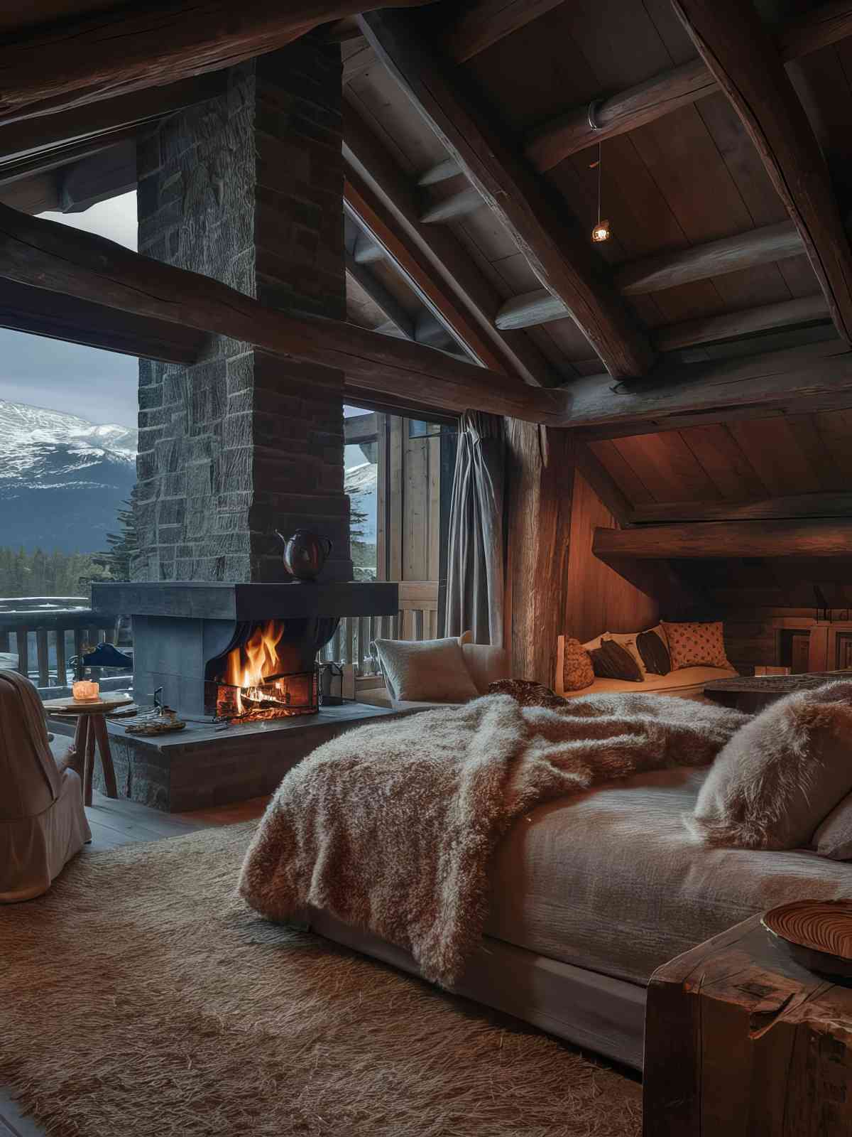 Mountain Cabin Interiors With Fireplace (2025)